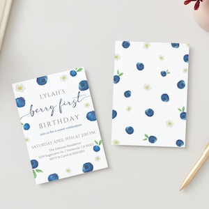 Blueberry First Birthday Invitation Berry 5x7 - Etsy