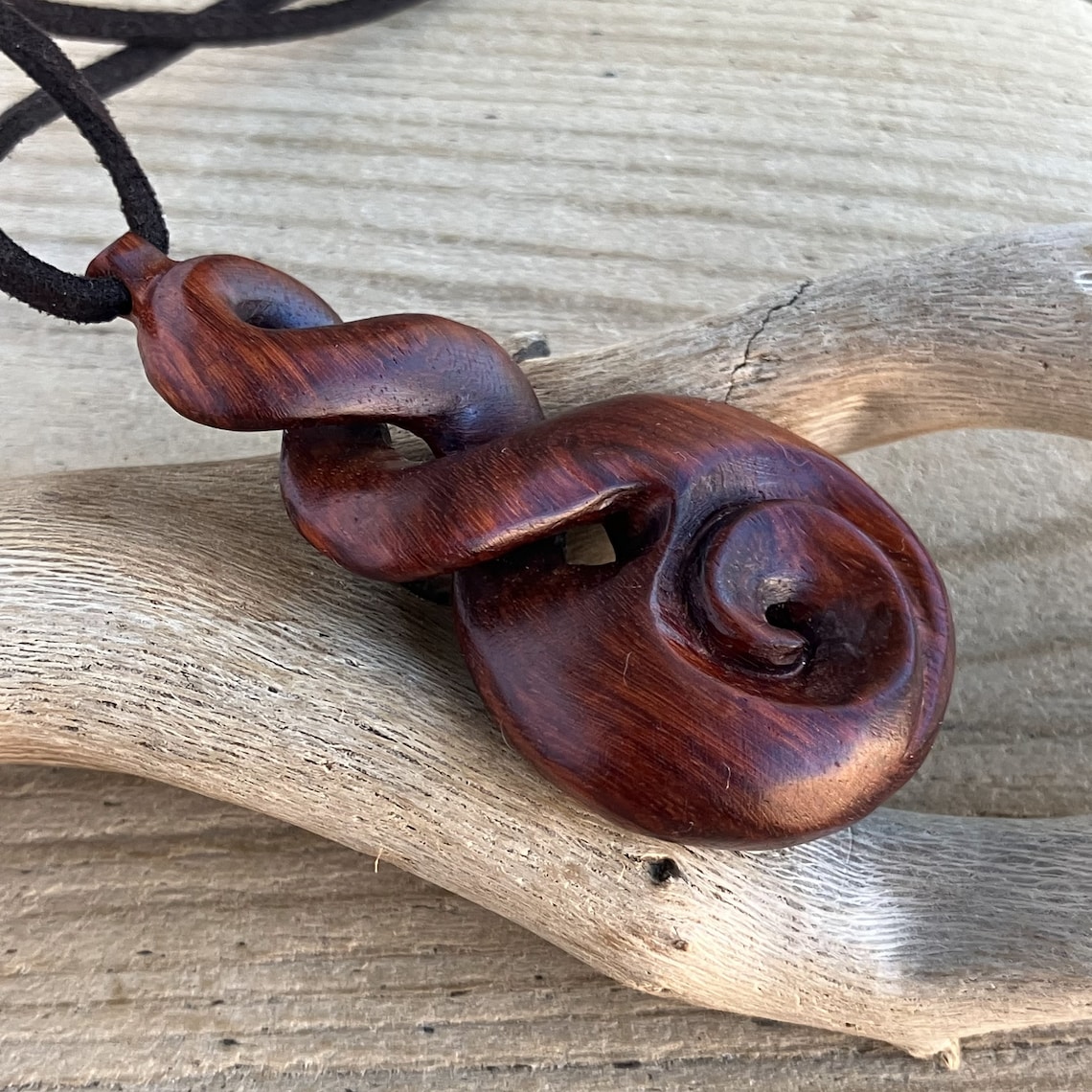 Padauk Infinity Pikorua Double Twist & Koru Pendant Necklace - Etsy