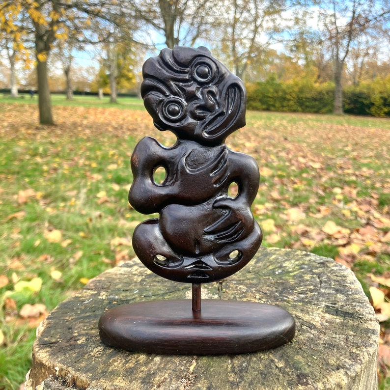 Wooden Maori Tiki Sculpture Statue Hand Carved From Ebony Wood, Wooden ...