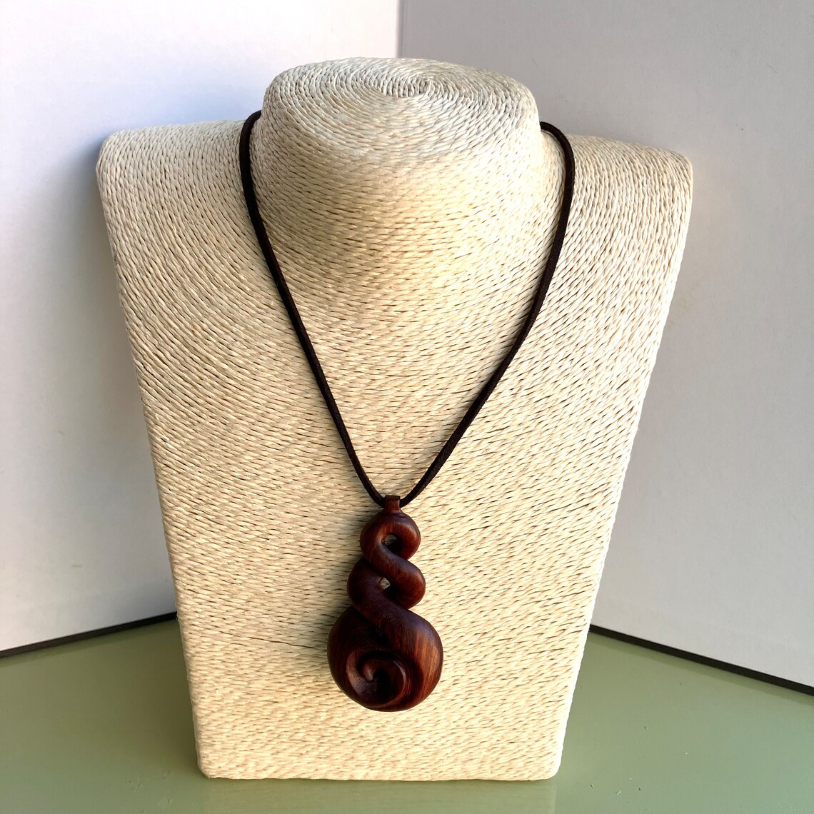 Padauk Infinity Pikorua Double Twist & Koru Pendant Necklace - Etsy