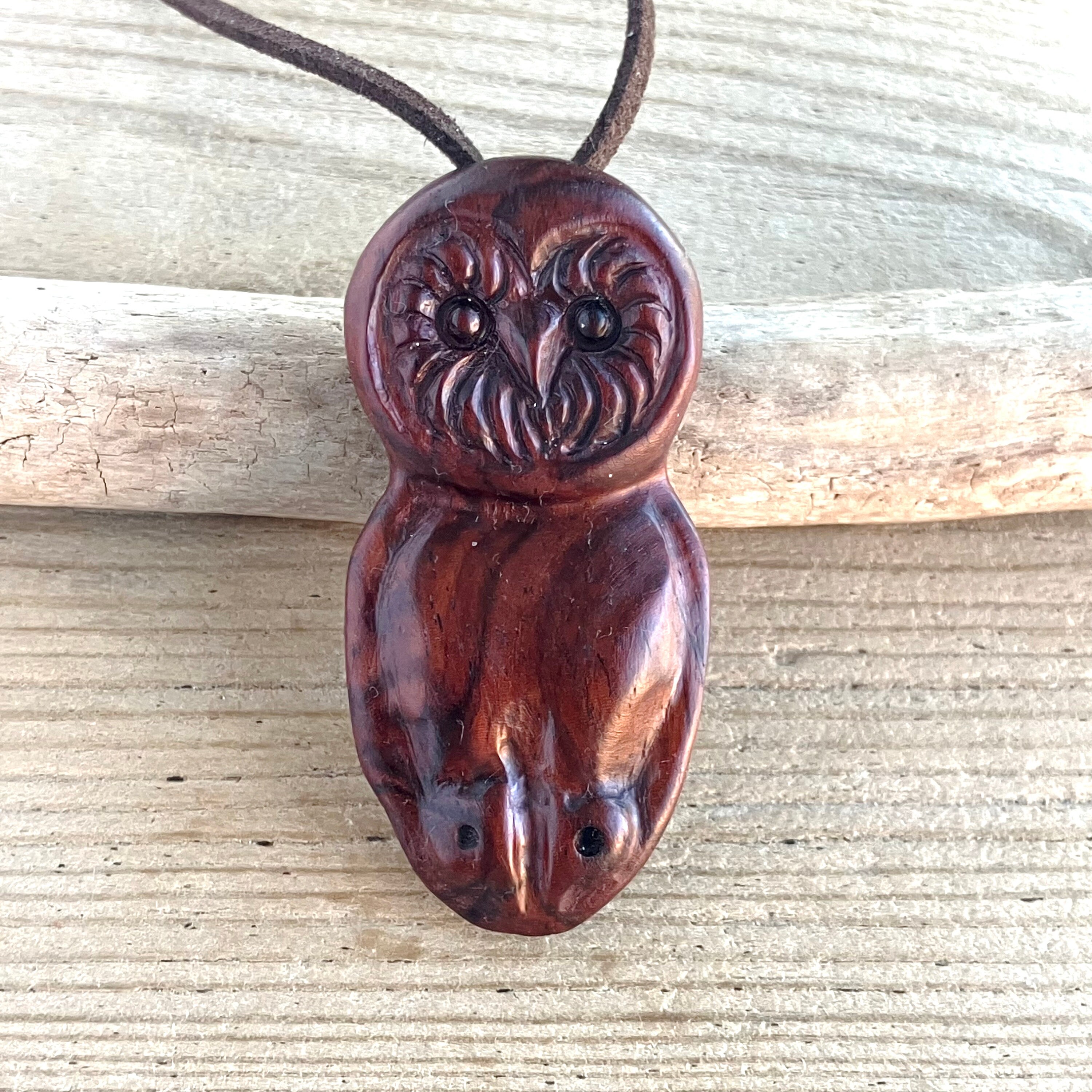 Rosewood Ruru Owl Morepork Wooden Pendant Necklace 62 Mm, Handmade ...