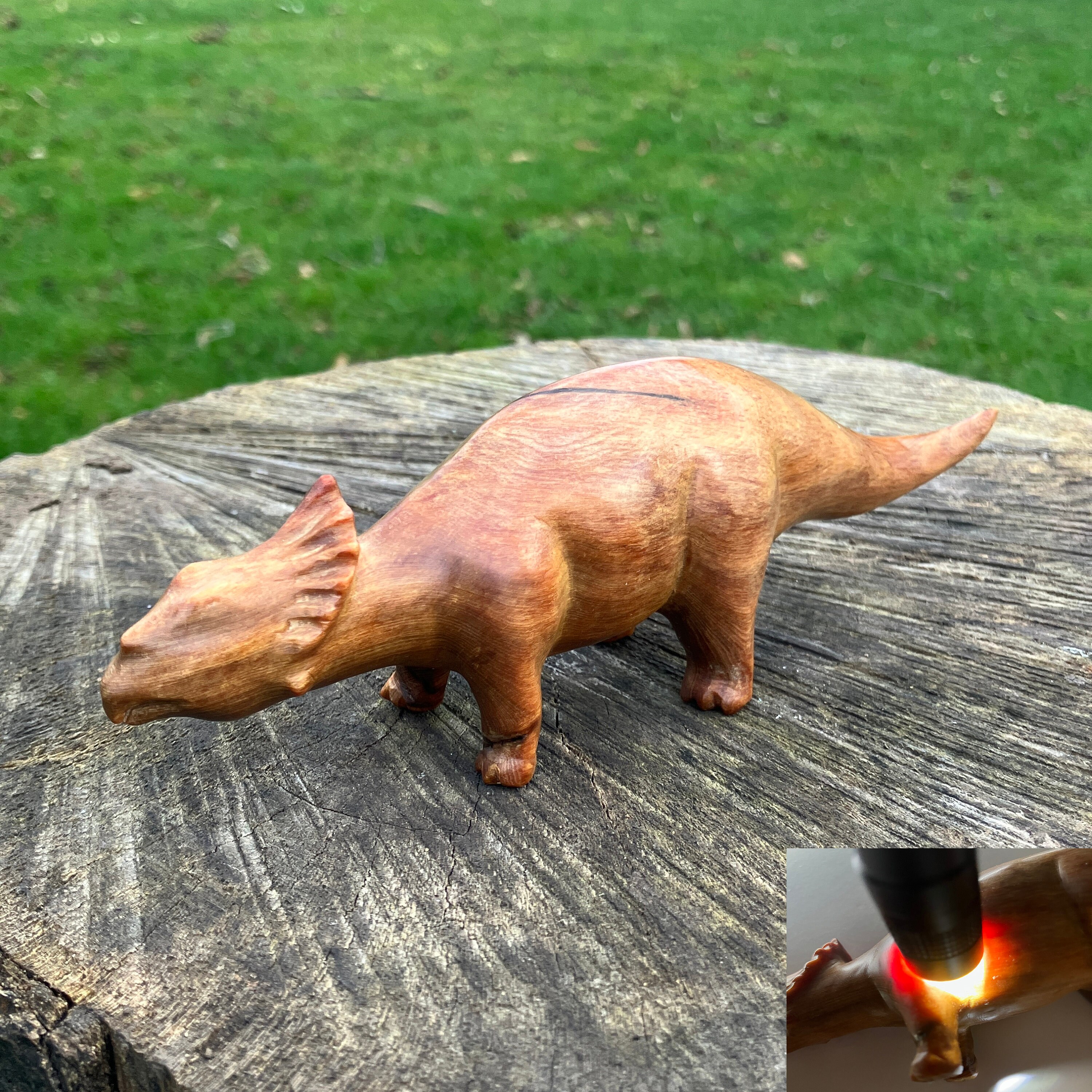 Wooden Ankylosaurus Dinosaur 7 In, Hand Carved From Translucent Agathis ...