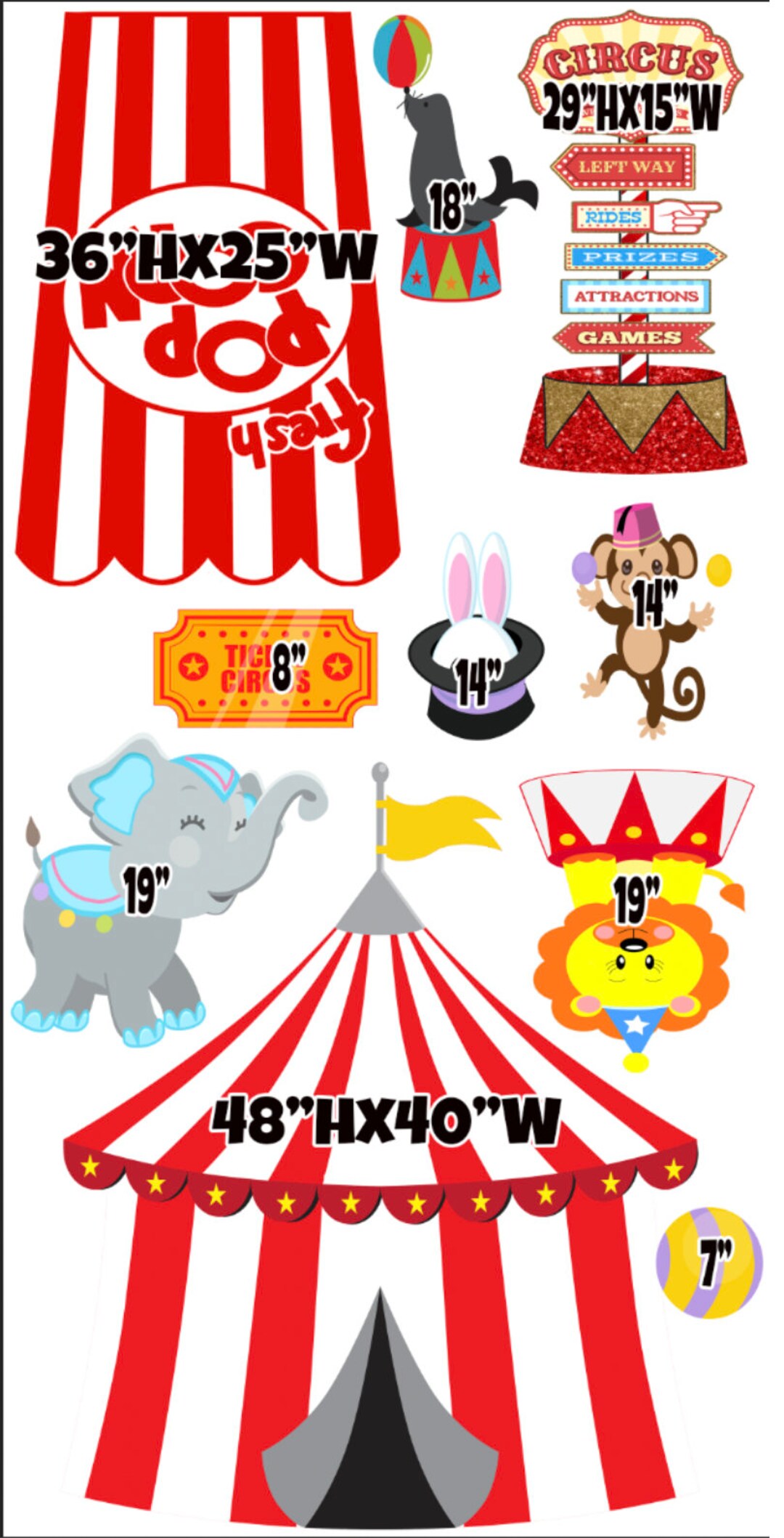 Yard Card Lawn Decor: Circus Party Props Decoration Backdrops Coroplast ...