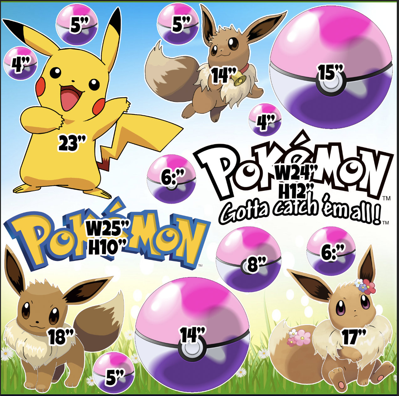 Yard Card Lawn Decor: Pokemon Party Props Decoration Backdrops Coro ...