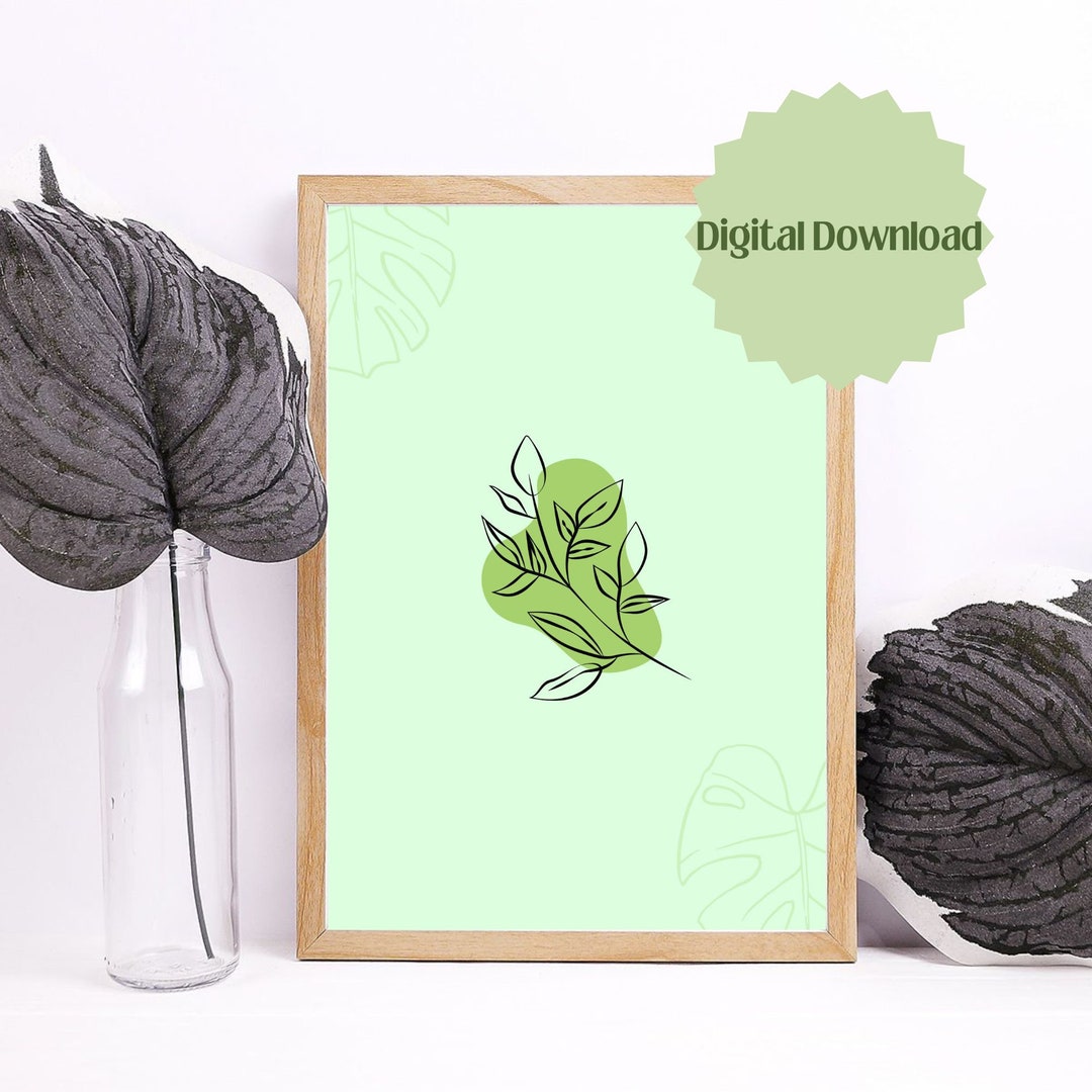 Plant Themed Printable Wall Art for the Home, Green Digital Print Wall ...