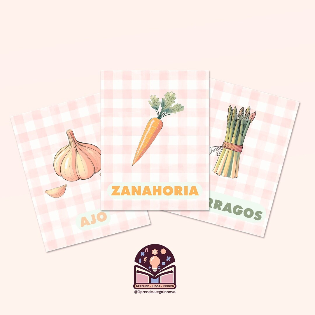 Juego De Tarjetas Educativas Para Niños - Aprendiendo Las Verduras En ...
