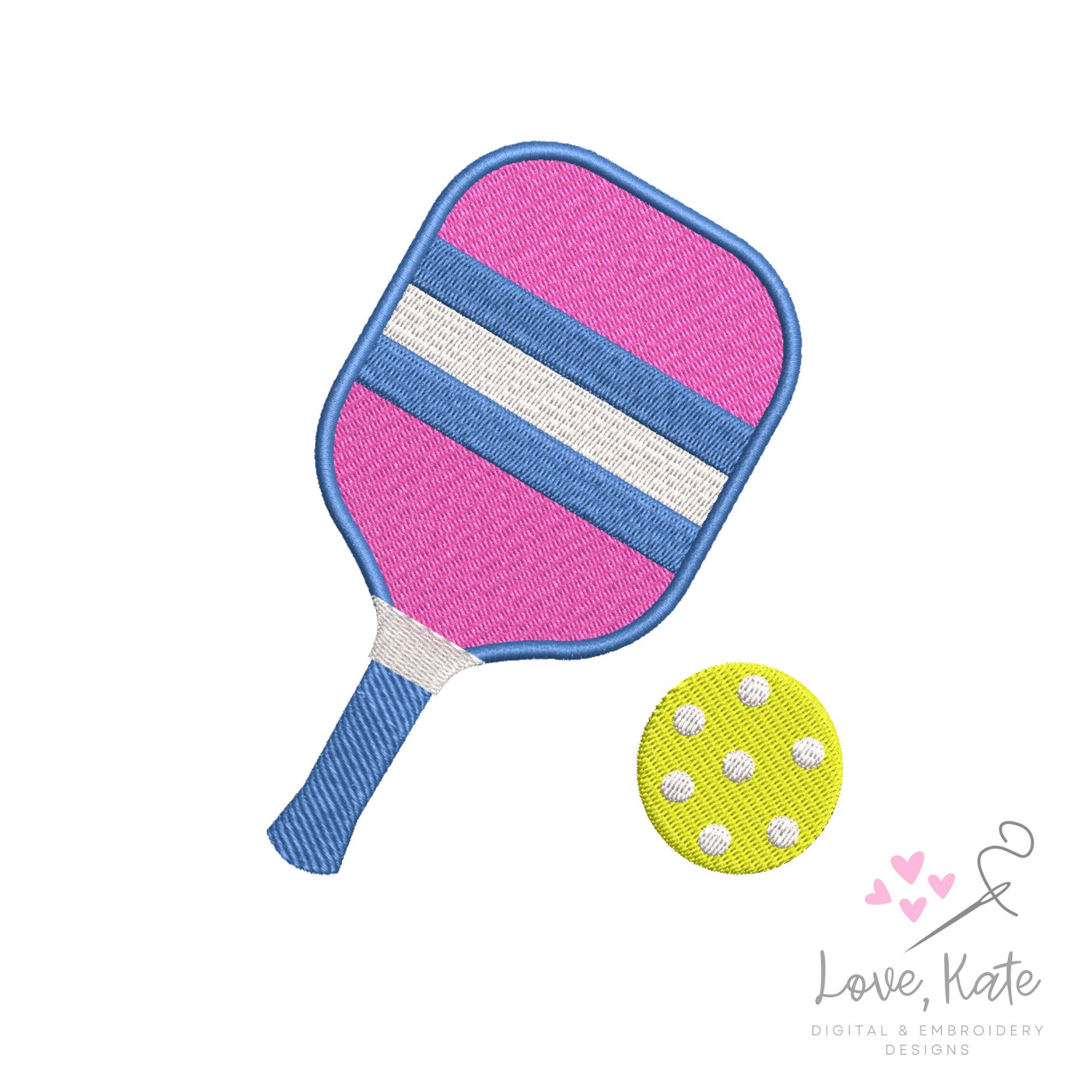 Pickleball Paddle Embroidery Design - (8 Sizes, 2 Styles - Stripes and ...
