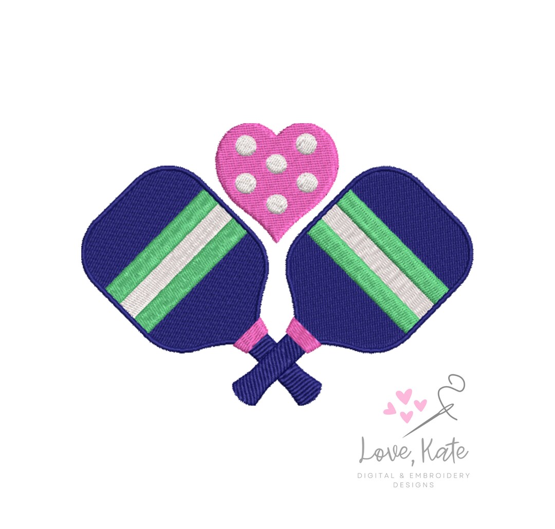 Pickleball Love Embroidery Design - Sketch and Fill Options (8 Sizes ...