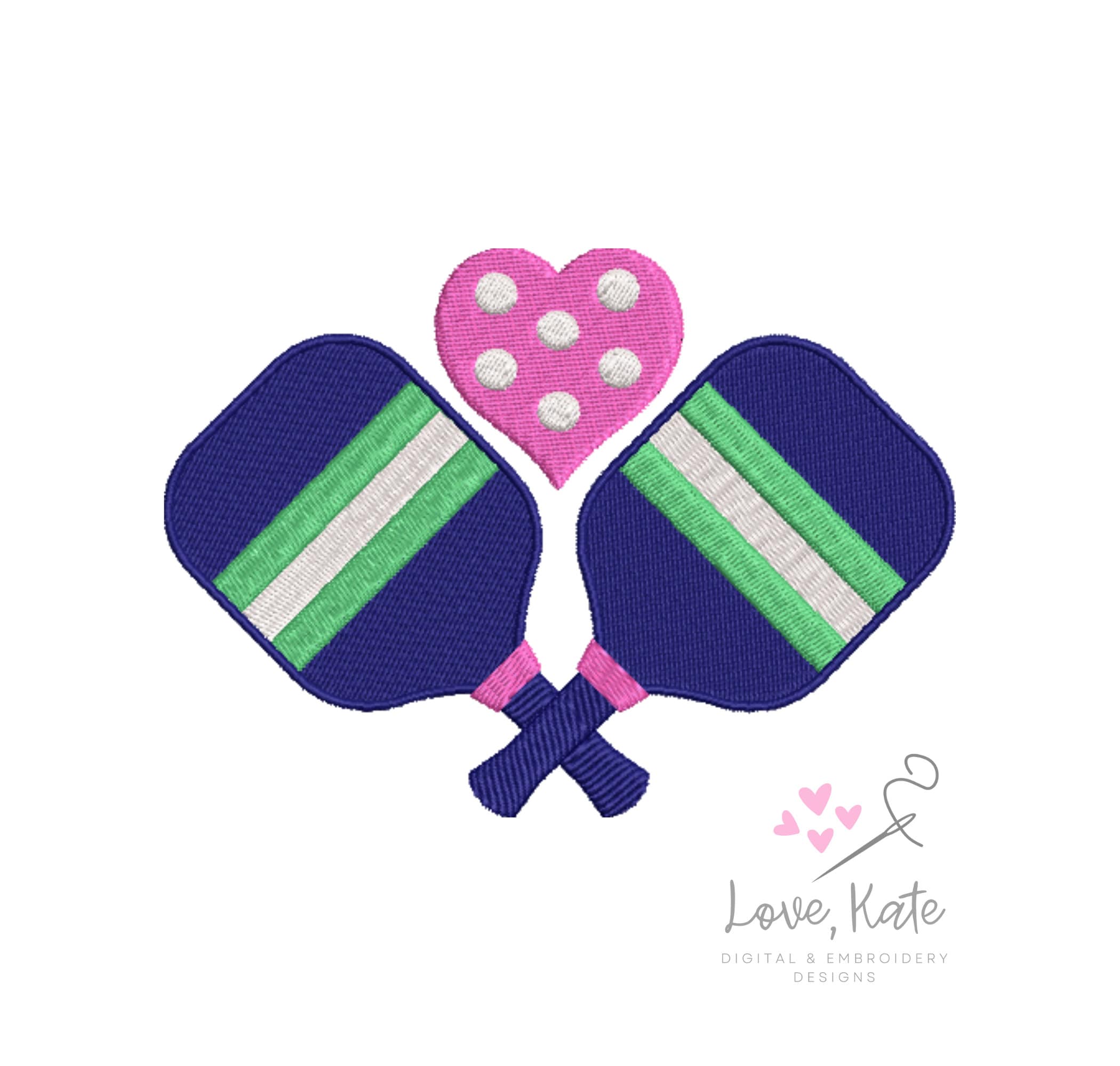 Pickleball Love Embroidery Design - Sketch and Fill Options (8 Sizes ...