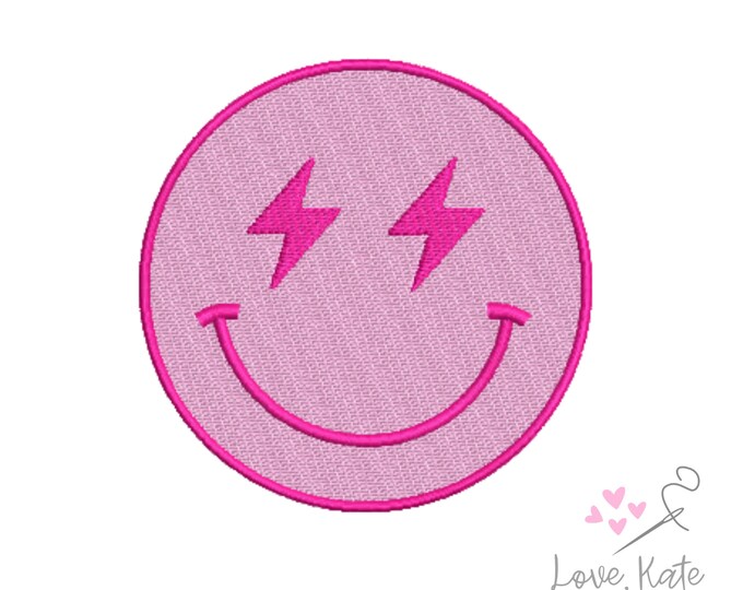 Preppy Smiley Face Embroidery Design (5 Sizes - Fill & Outline) - Etsy