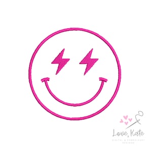 Preppy Smiley Face Embroidery Design (5 Sizes - Fill & Outline) - Etsy