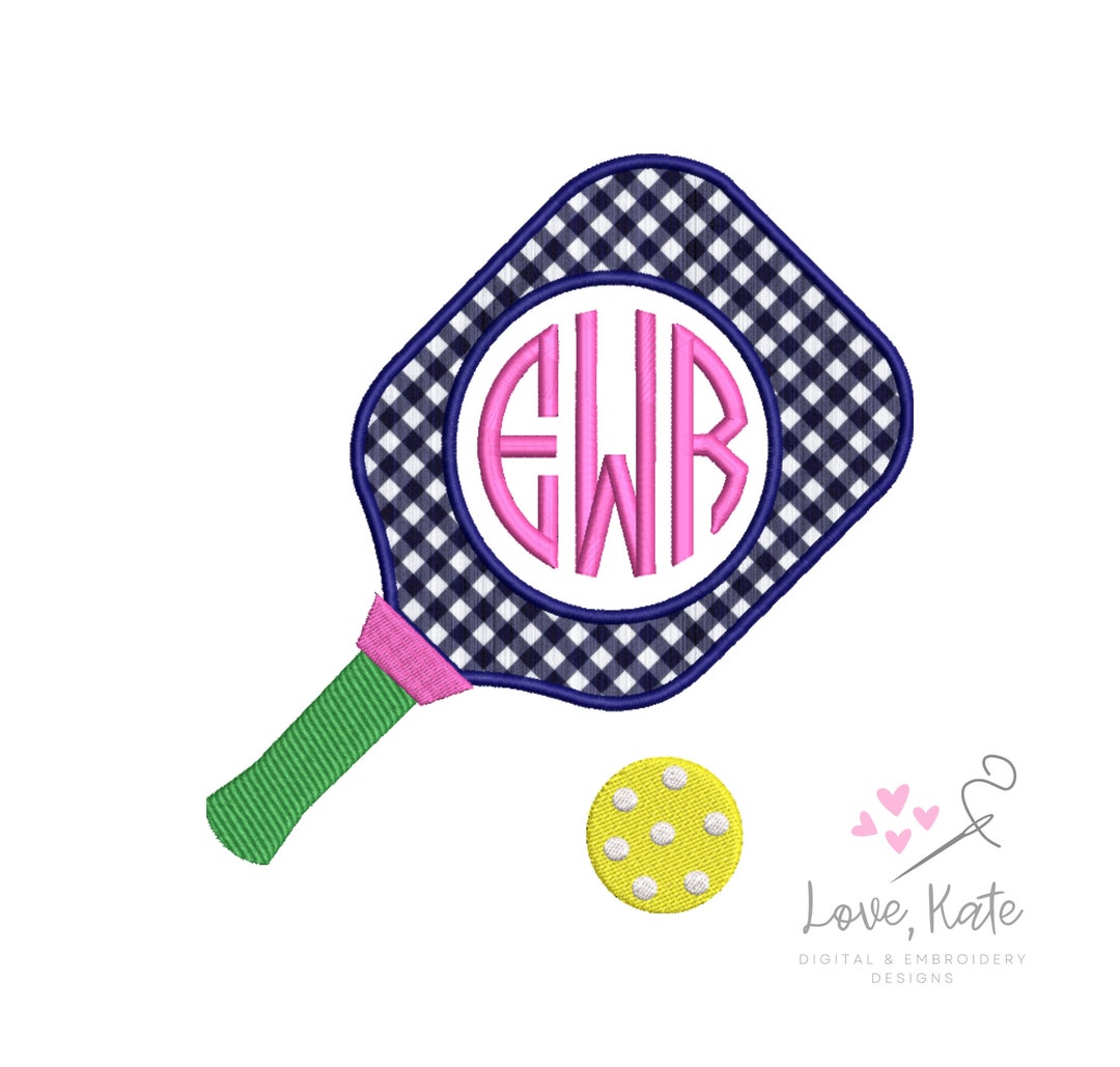 Pickleball Monogram Embroidery Frame - Appliqué and Stitch Files (4 ...