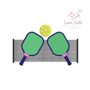 Pickleball Paddles + Net Embroidery Design (2 Styles, 3 Sizes) - Etsy