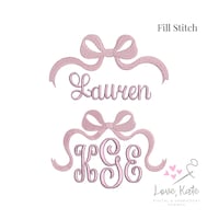 Bow Monogram Topper Satin Stitch Machine Embroidery Design - Etsy