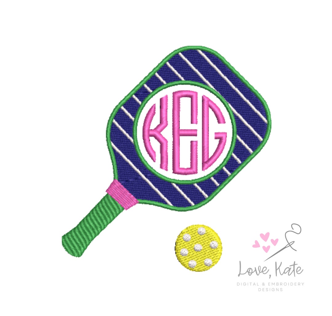 Pickleball Monogram Frame - Stitch and Appliqué Files (4 Sizes) - Etsy