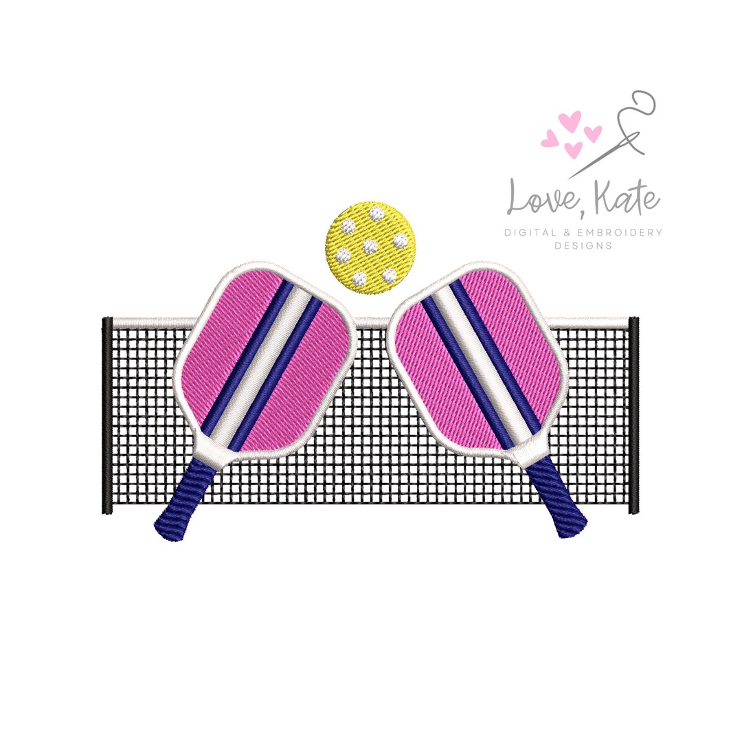 Pickleball Paddles + Net Embroidery Design (2 Styles, 3 Sizes) - Etsy