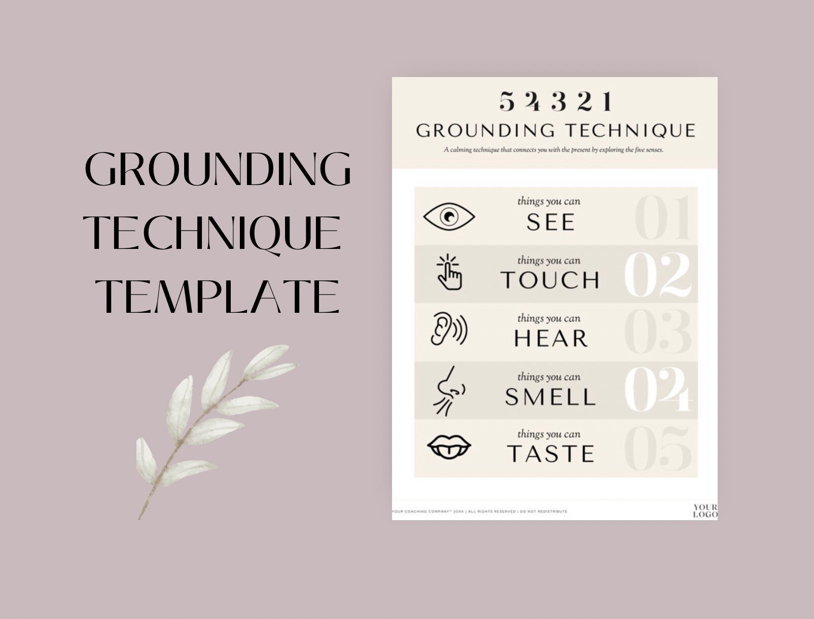 Grounding Technique Template - Etsy