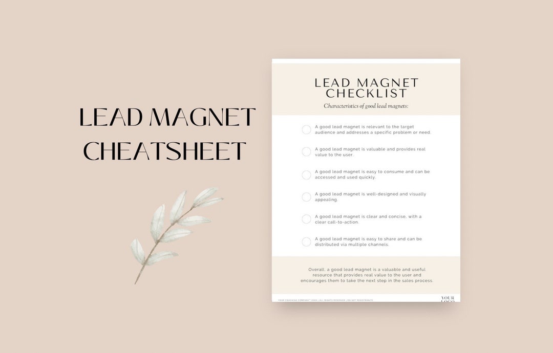 Lead Magnet Checklist Template - Etsy