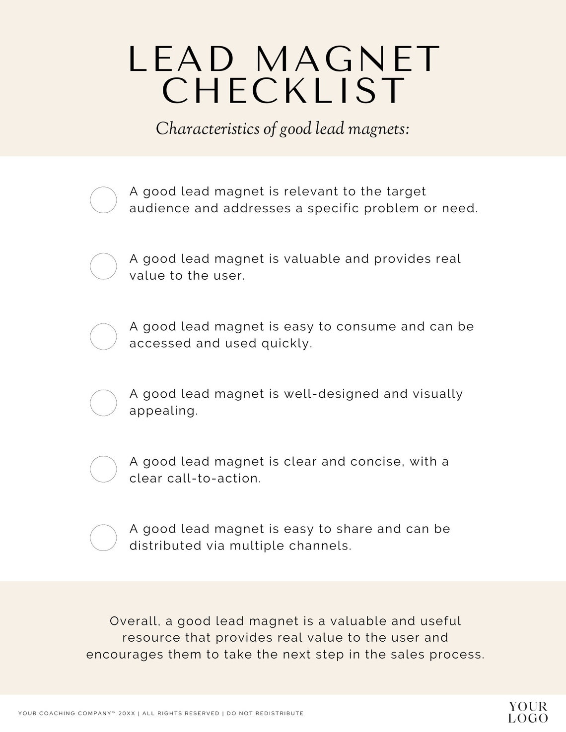 Lead Magnet Checklist Template - Etsy