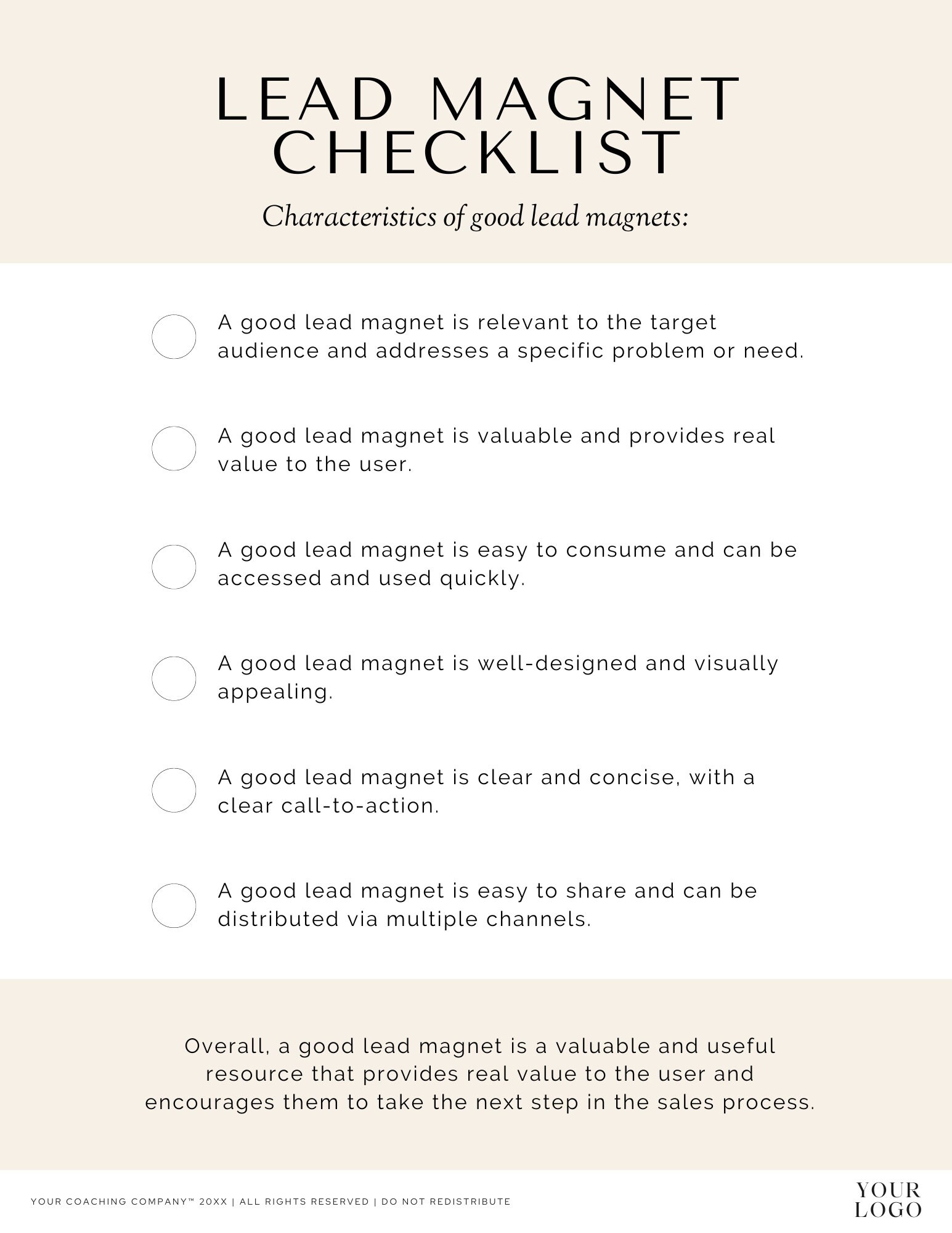 Lead Magnet Checklist Template - Etsy