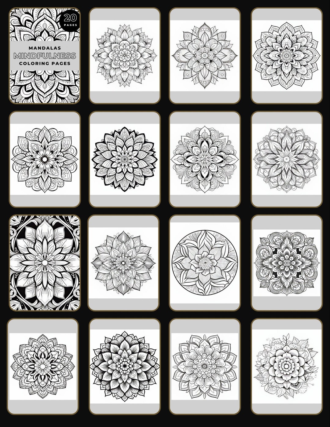 Tranquil Mandalas Mindfulness Coloring Pages: Printable Art for Stress ...