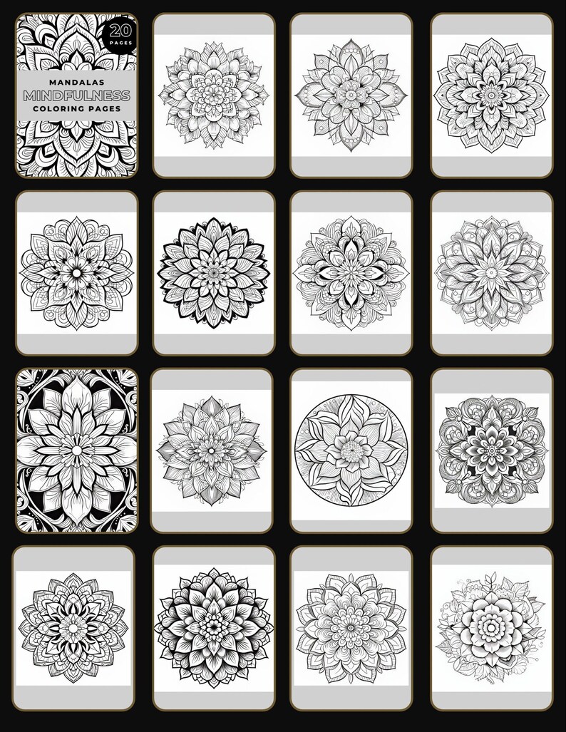 Tranquil Mandalas Mindfulness Coloring Pages: Printable Art for Stress ...