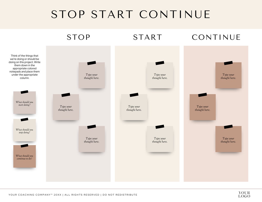 Stop Start Continue Template - Etsy