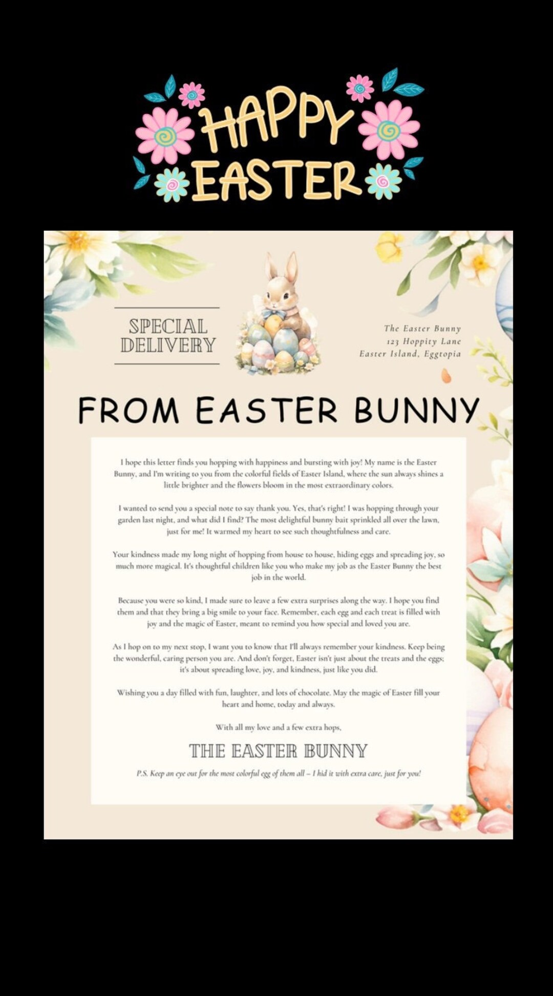 Easter Bunny Letter for Kids - Etsy