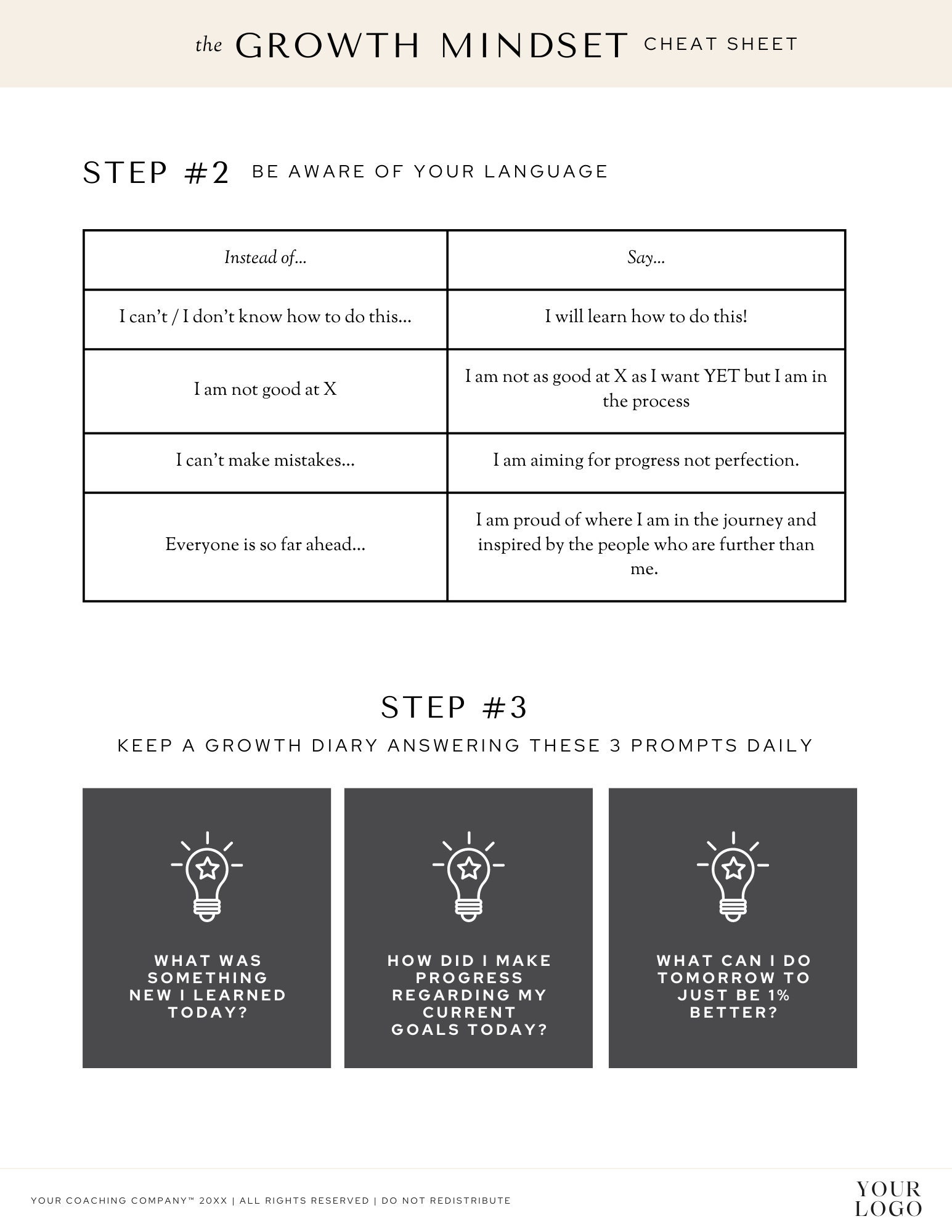 Growth Mindset Worksheet - Etsy