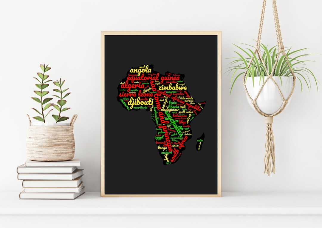 Africa Map Word Cloud Word Art Print Framed Wall Art Unique - Etsy