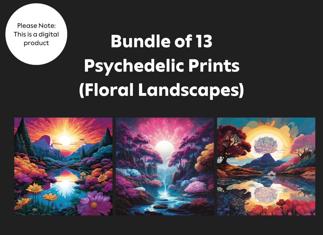 Psychedelic Trippy Wall Collage Kit 13 PCS Aesthetic Floral - Etsy