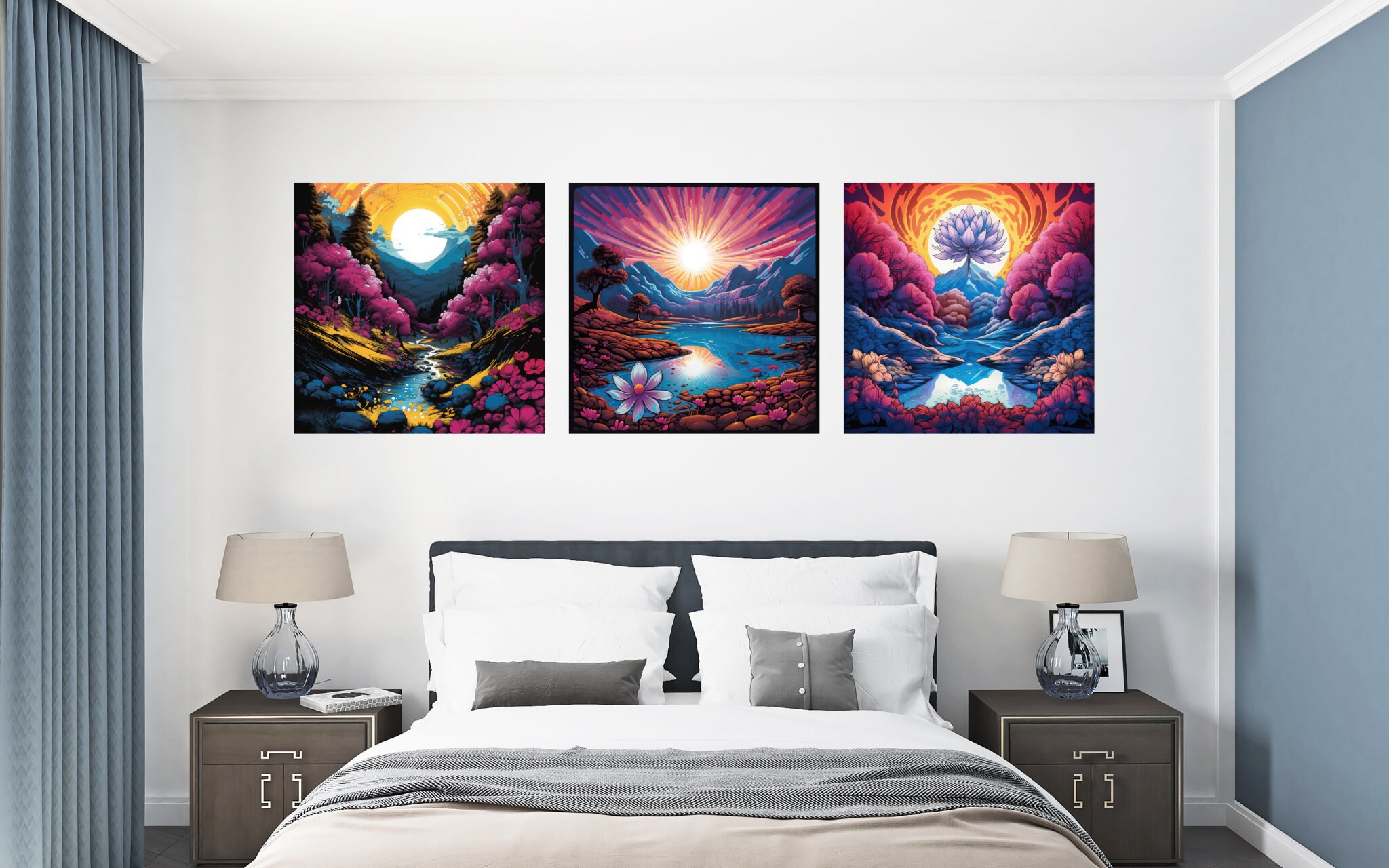 Psychedelic Trippy Wall Collage Kit 13 PCS Aesthetic Floral - Etsy