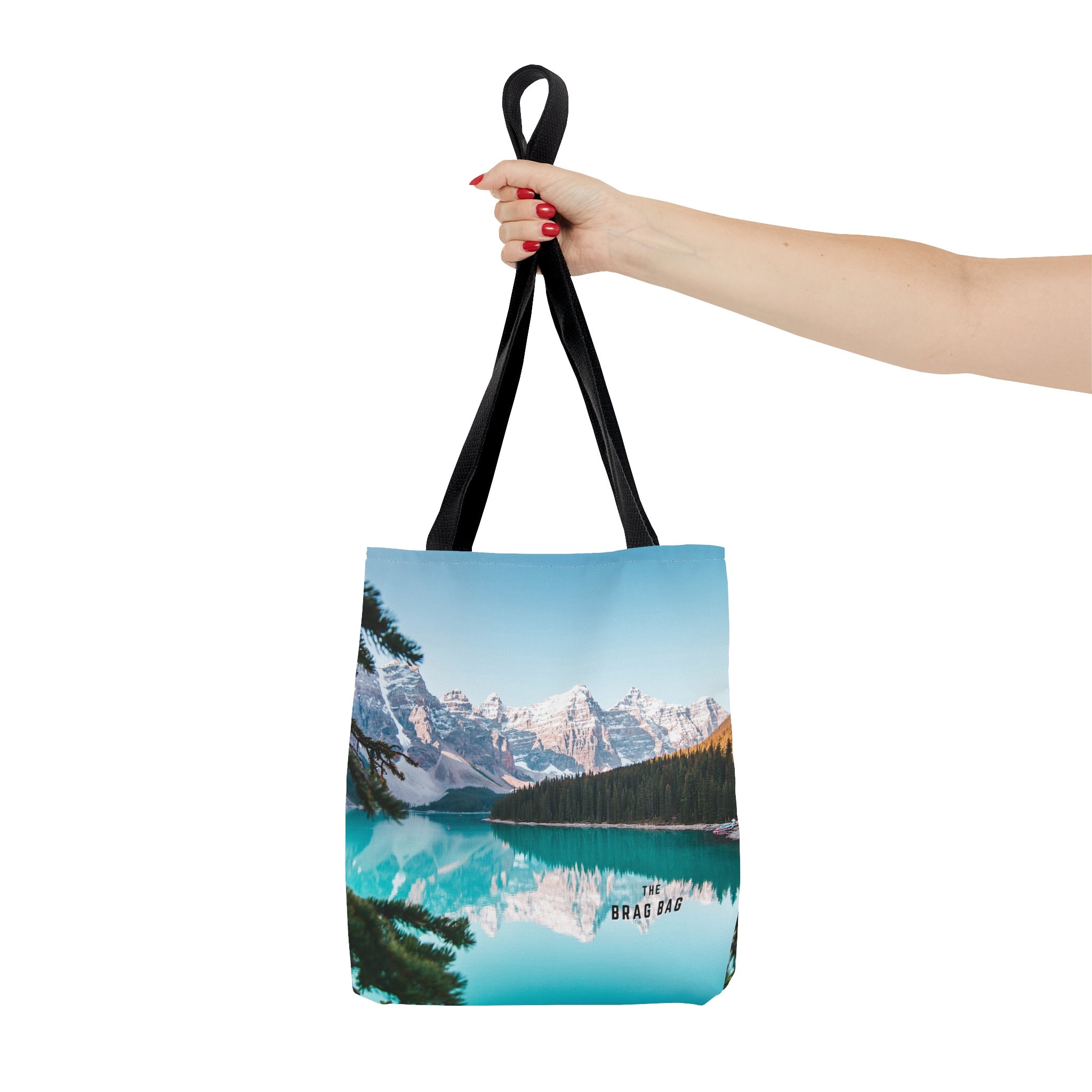 Blue Lake Mountain Bag, Mountain Totes, Beautiful Tote Bag, Linen ...