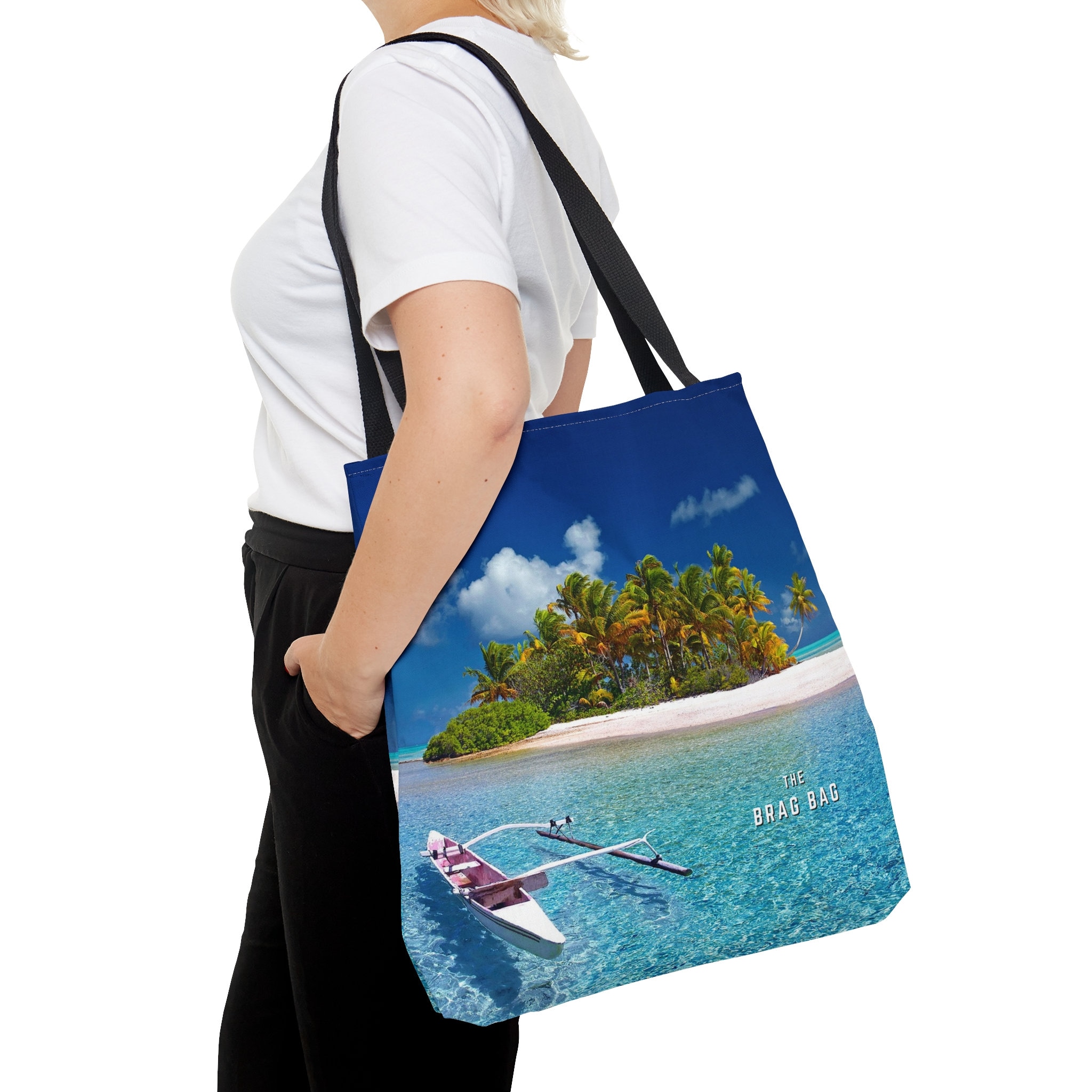 Caribbean Island Bag, Caribbean Vacation Cotton Tote Bag, Colorful ...