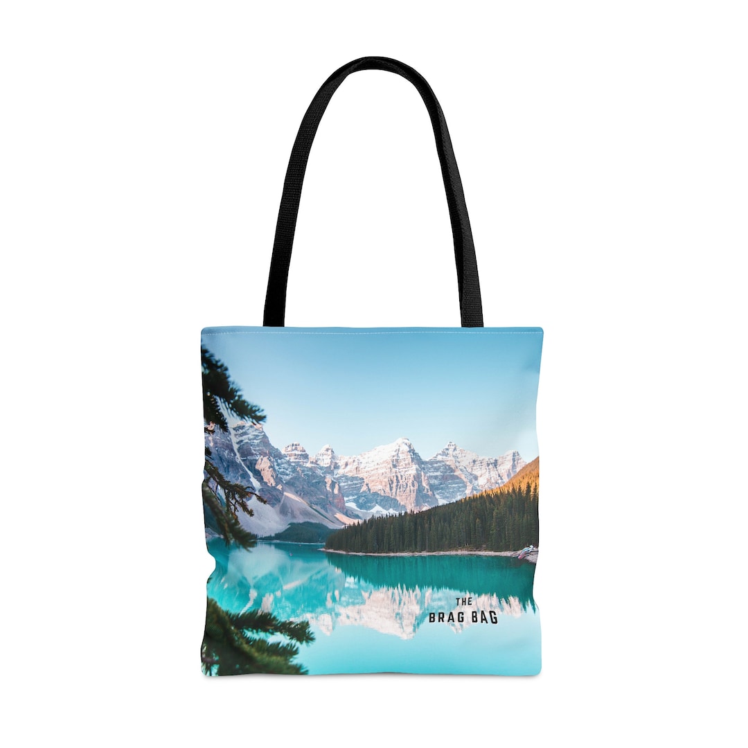 Blue Lake Mountain Bag, Mountain Totes, Beautiful Tote Bag, Linen ...