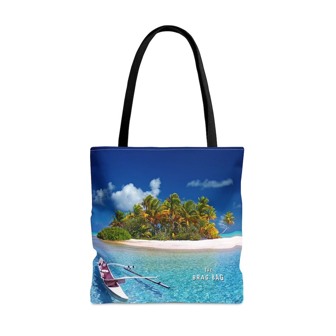 Caribbean Island Bag, Caribbean Vacation Cotton Tote Bag, Colorful ...