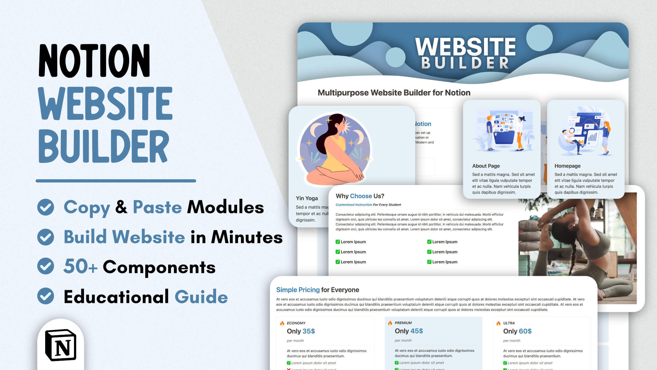 All-in-one Website Builder | Digital Notion Template 2022 - Etsy