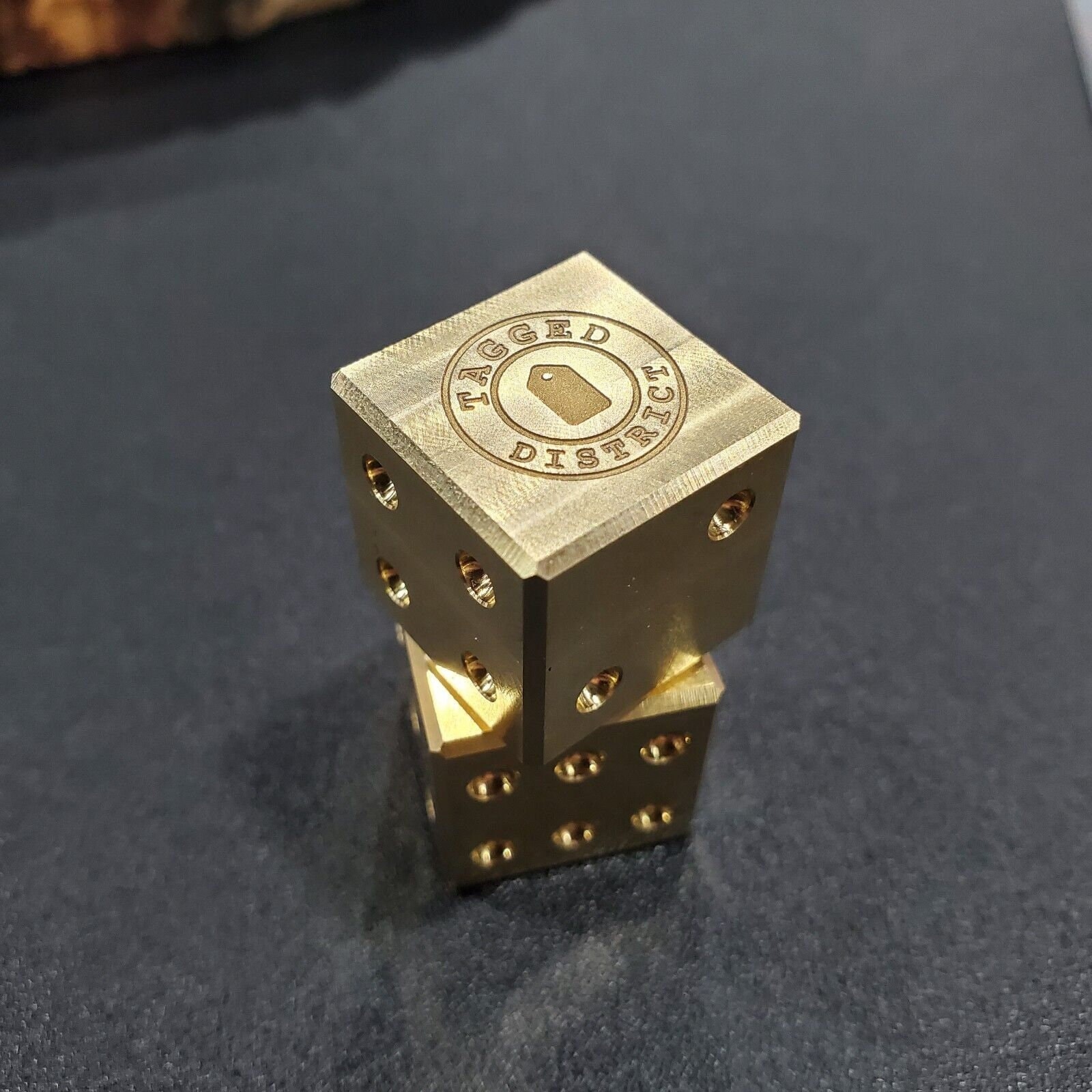 Pair of BRASS D6 DICE USA Made 19mm 3/4" Billet Dice! Custom Engraving ...