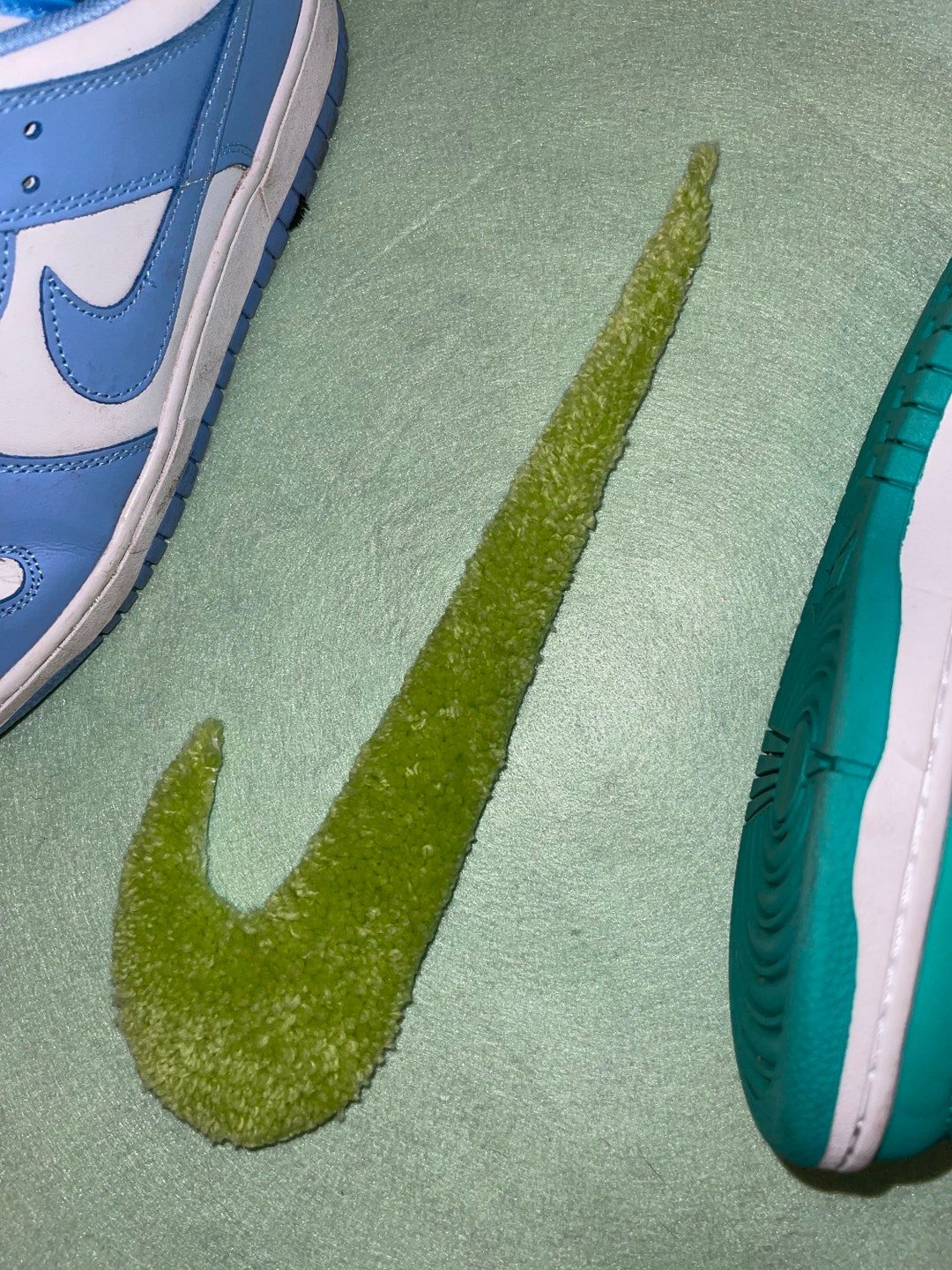 Tufted Green Swoosh Wall Accent Logo Wall Hanging Wall Rug Tufted Art ...