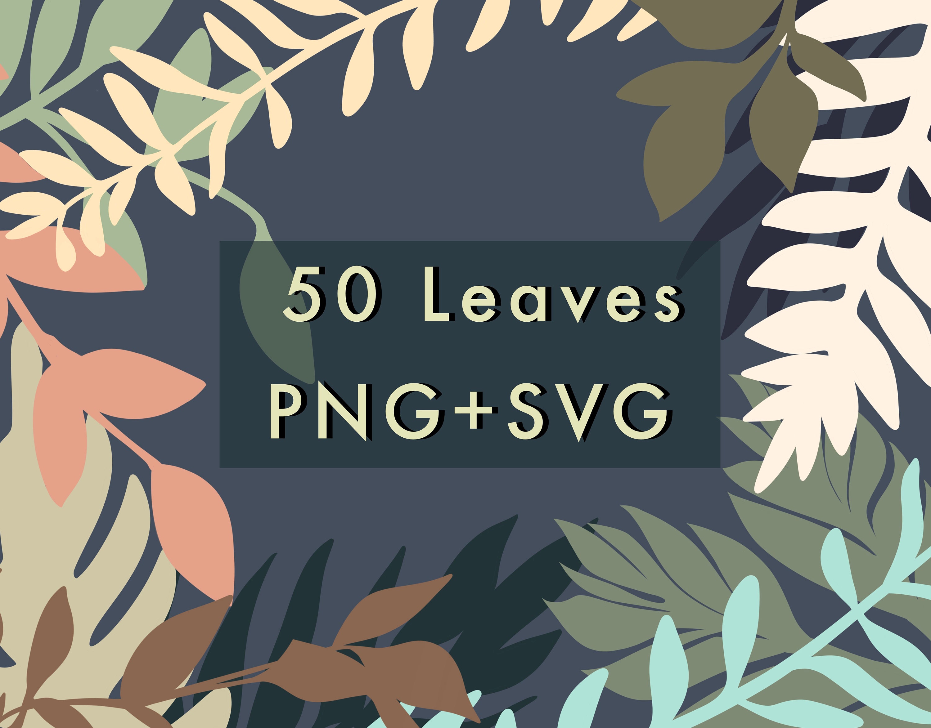 50 Leaves Clipart, Hand Drawn Leaves, SVG, PNG, Leaf Template, Plant ...