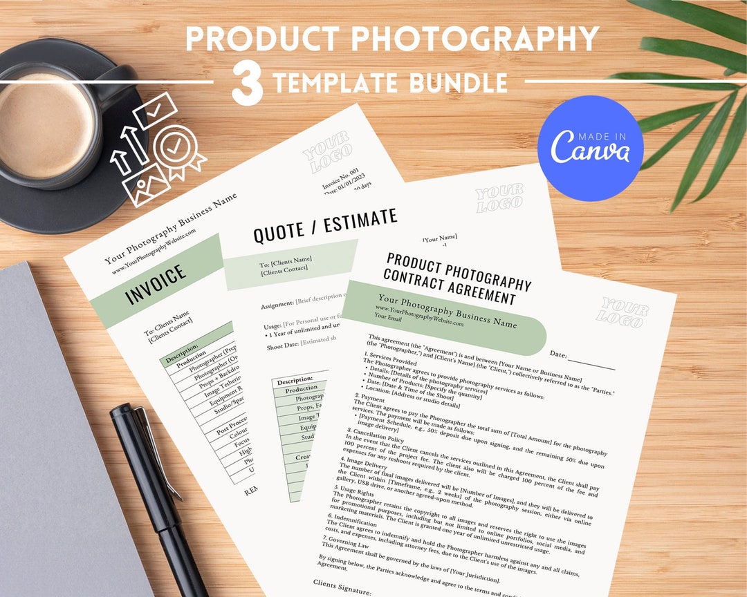 Product Photography Paperwork Bundle - 3 Professional Business ...