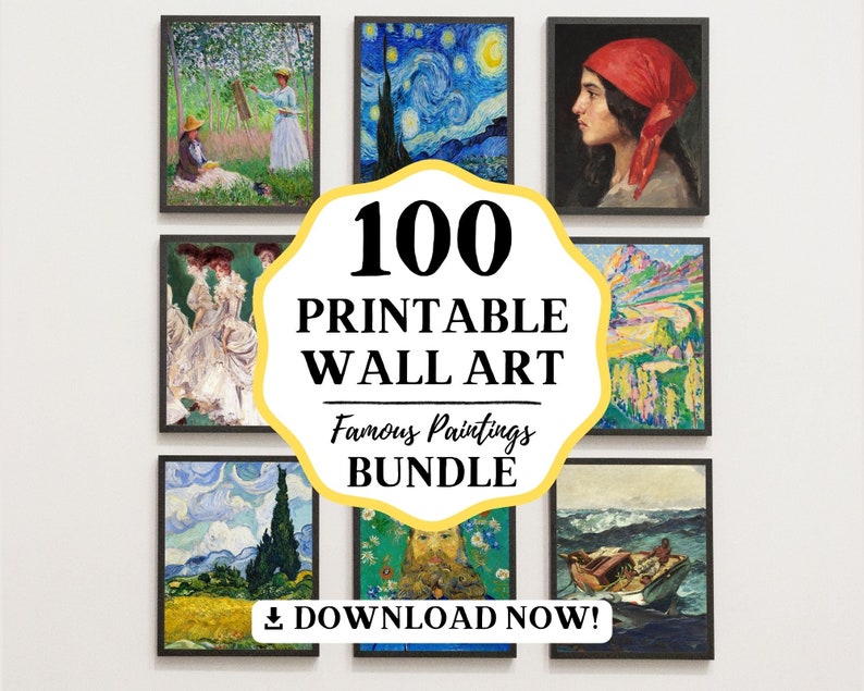Ultimate Art Lover's Bundle: 100 Printable Wall Art - Famous Paintings ...