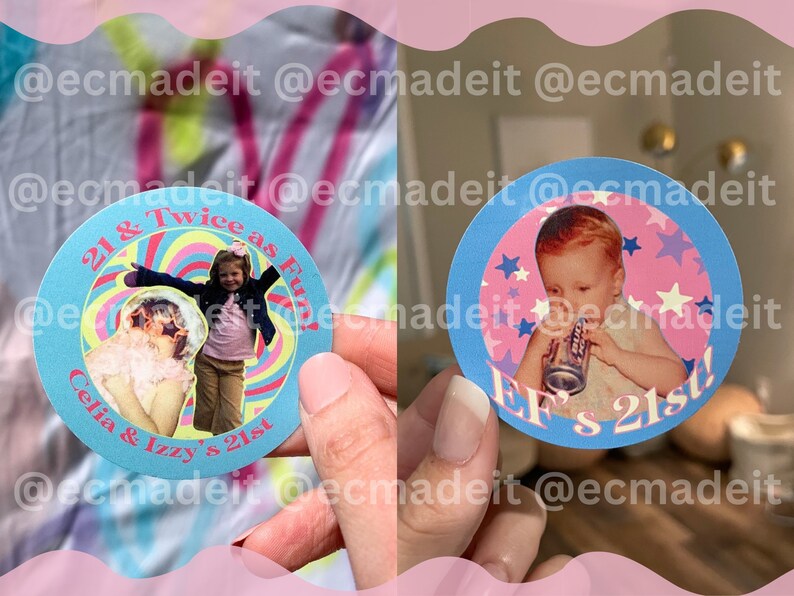 Custom Sticker Design Round Sticker Perfect for Birthdays, 21st Party ...