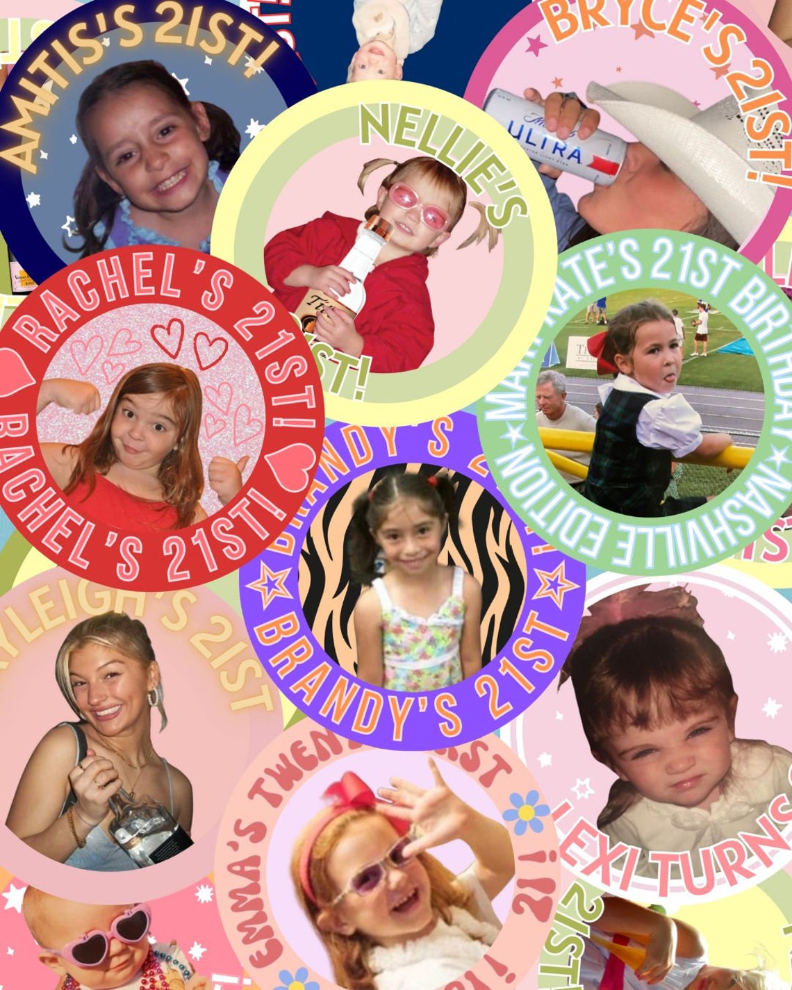 Custom Sticker Design Round Sticker Perfect for Birthdays, 21st Party ...