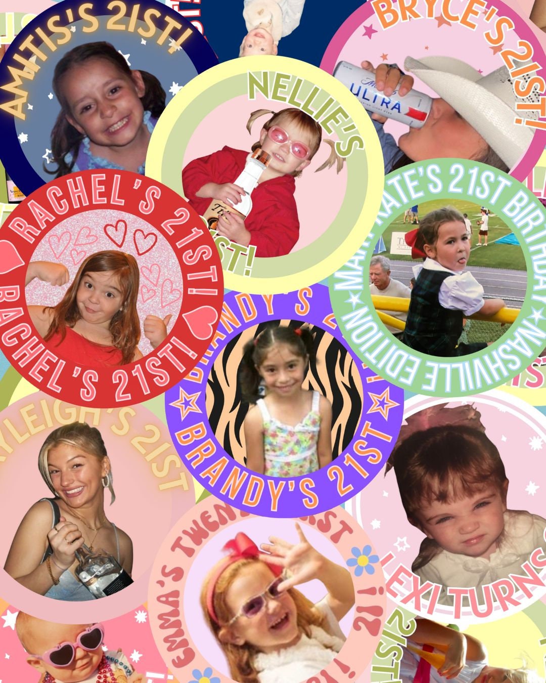 Custom Sticker Design Round Sticker Perfect for Birthdays, 21st Party ...