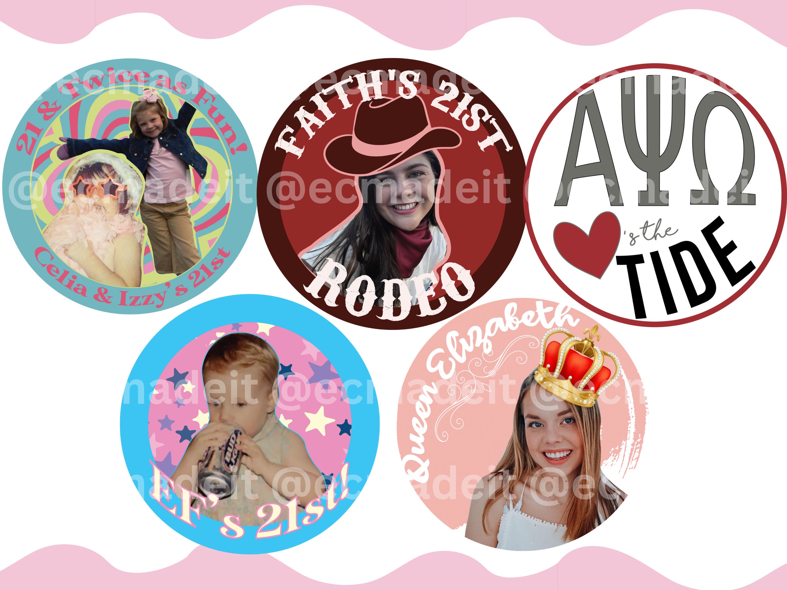 Custom Sticker Design Round Sticker Perfect for Birthdays, 21st Party ...