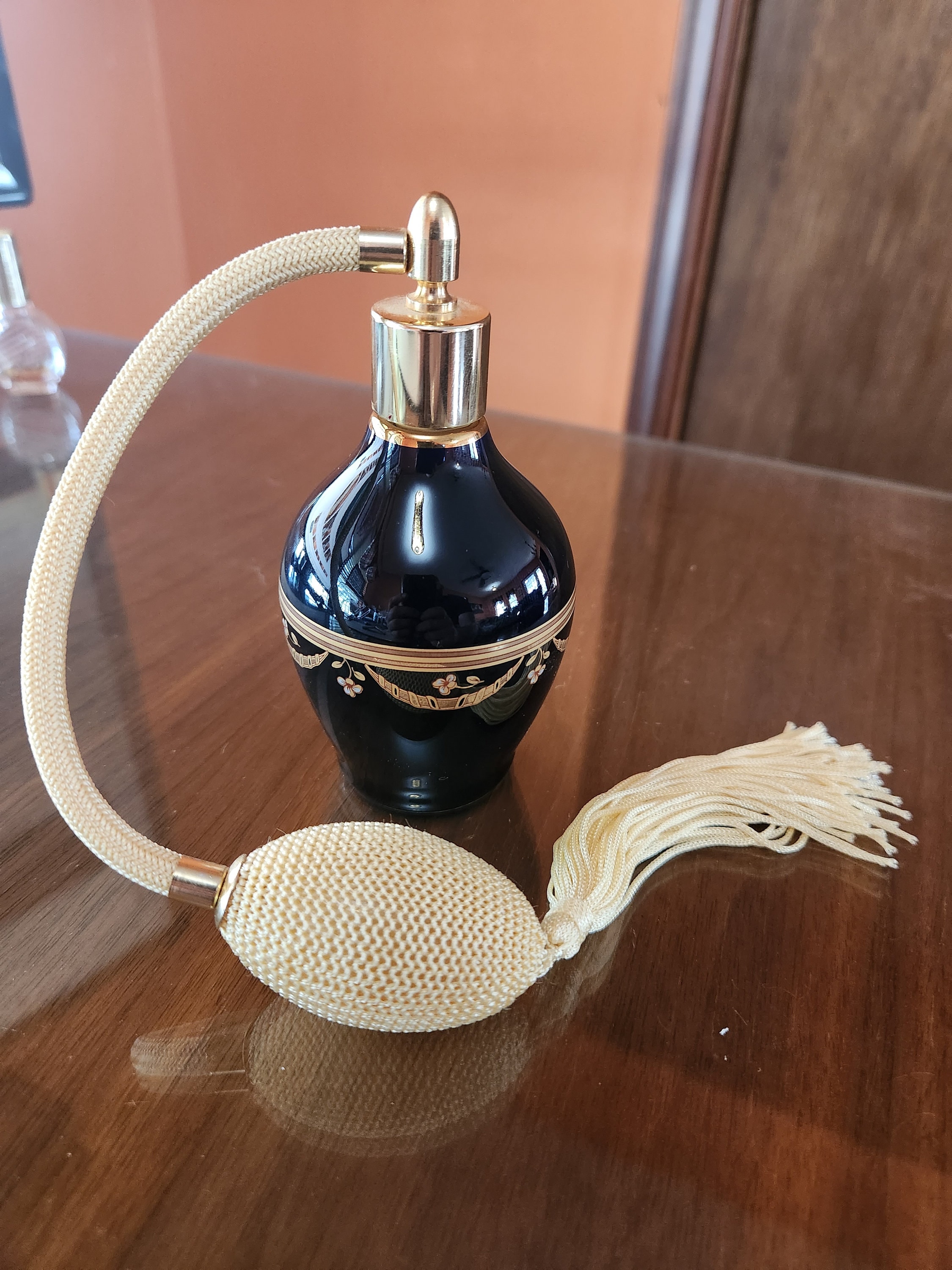 LIMOGES Castel France Perfume Bottle With Atomizer 22K Gold Cobalt Blue ...