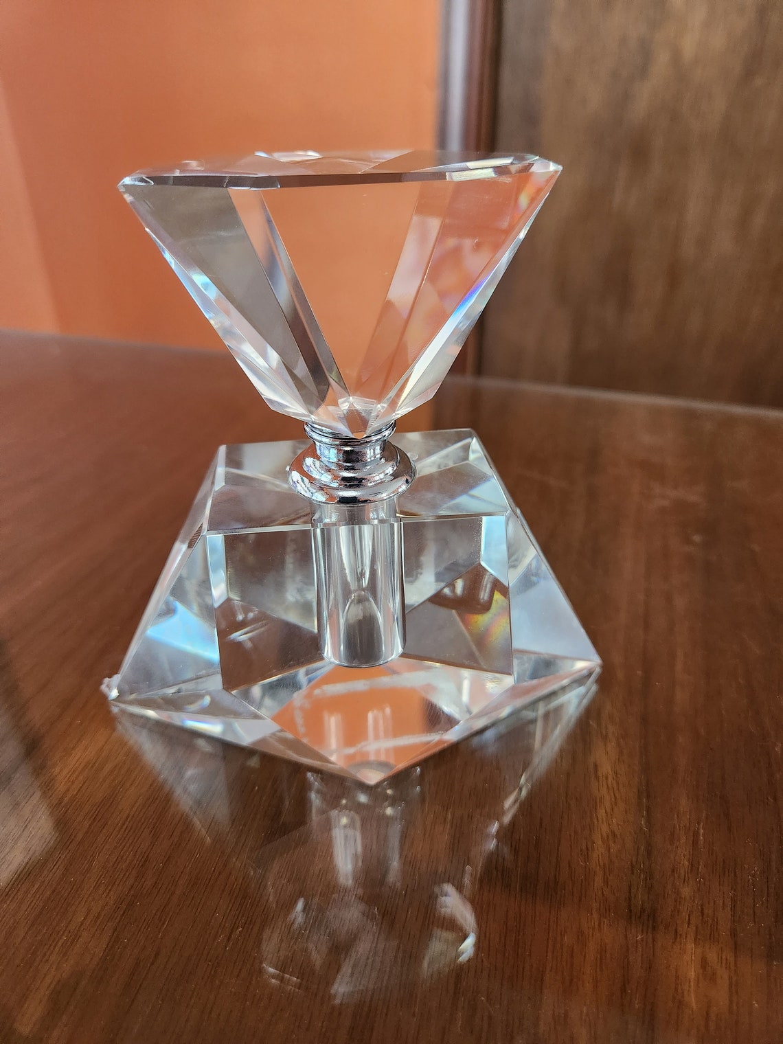 Beautiful Triangular Pressed Glass Perfume Bottle - Etsy