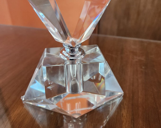 Beautiful Triangular Pressed Glass Perfume Bottle - Etsy
