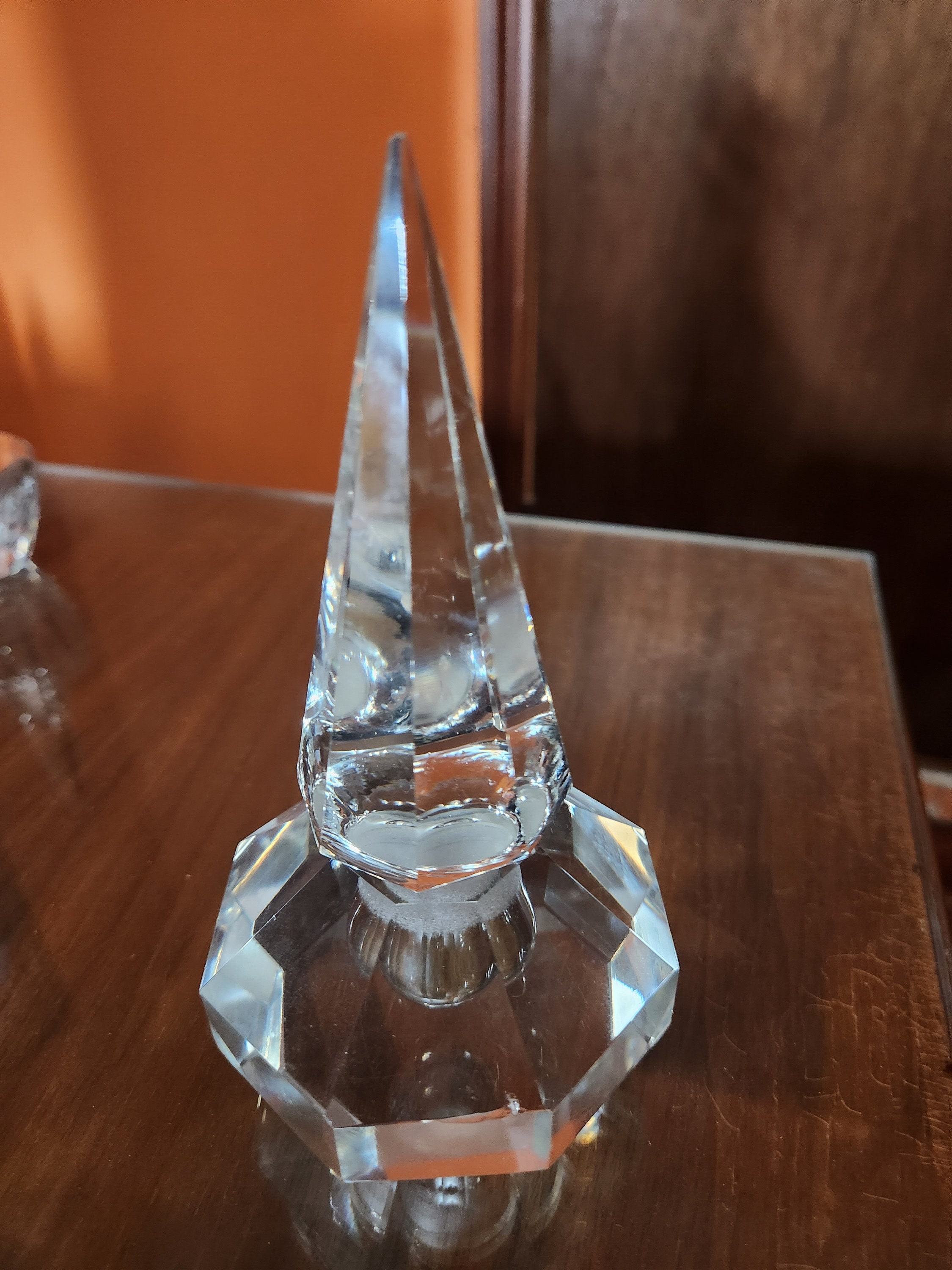 Vintage Clear Crystal Perfume Bottle. Octagon Shaped Bottle With Tall ...